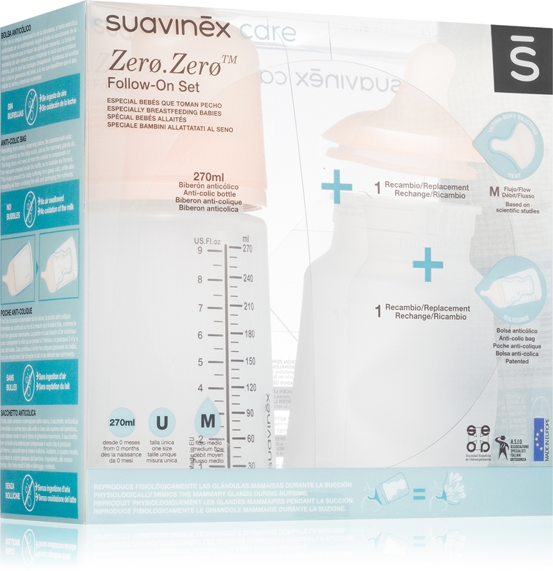 Suavinex Zero Zero Follow-On Set Gift Set for babies M Medium Flow 3 m+ ...