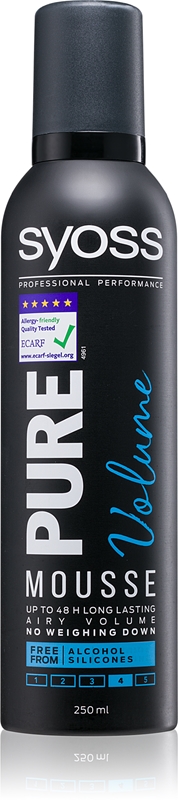 Syoss Pure Volume mousse fixante pour un volume longue durée | notino.fr