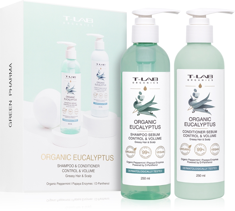 T-LAB Organics Organic Eucalyptus Set gift set(for oily hair and scalp ...