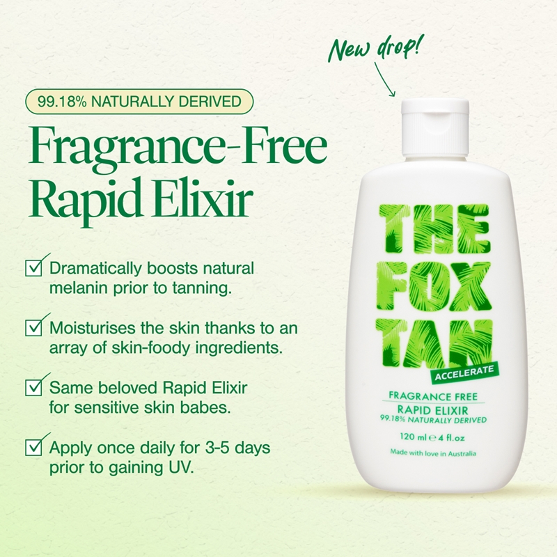 The Fox Tan Fragrance Free Elixir Body Cream to accelerate tanning ...