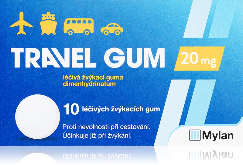 Travel-Gum Travel-Gum 20mg žvýkací guma tlumí pocity na zvracení a ...