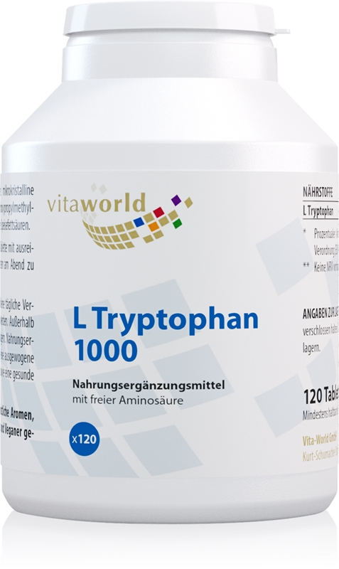 Vita World L-tryptophan 1000 mg Tabletten zur Förderung des physischen ...