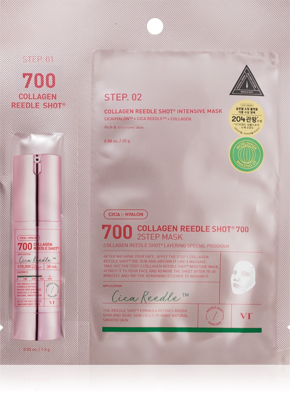 VT Cosmetics Collagen Reedle Shot 700 2-Step Mask lifting and firming ...