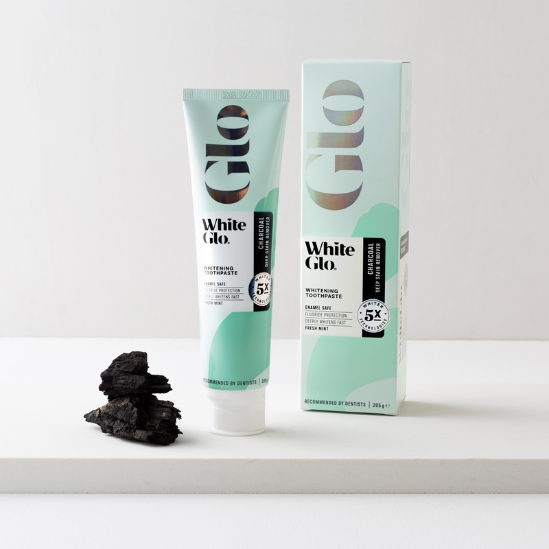 White Glo Glo Charcoal Whitening Toothpaste with Activated Charcoal ...