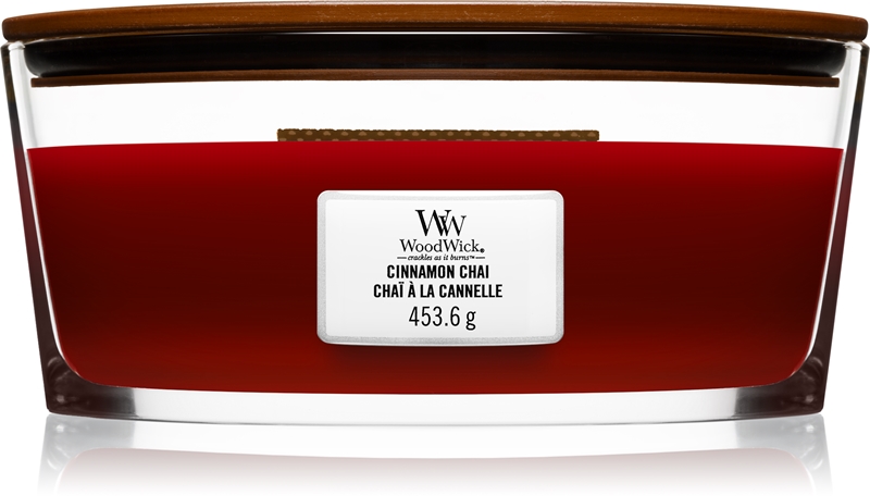 Woodwick Cinnamon Chai scented candle with wooden wick (hearthwick ...