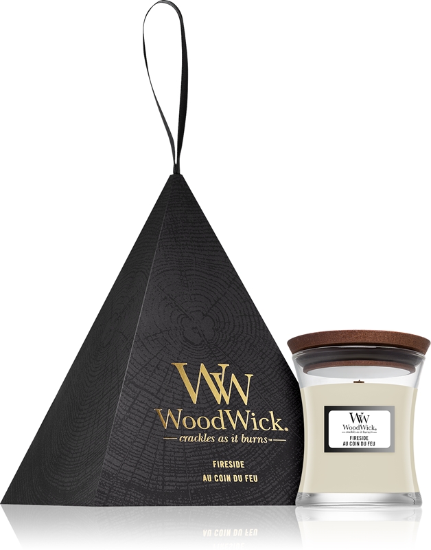 Woodwick Fireplace Fireside scented candle with wooden wick (gift box ...
