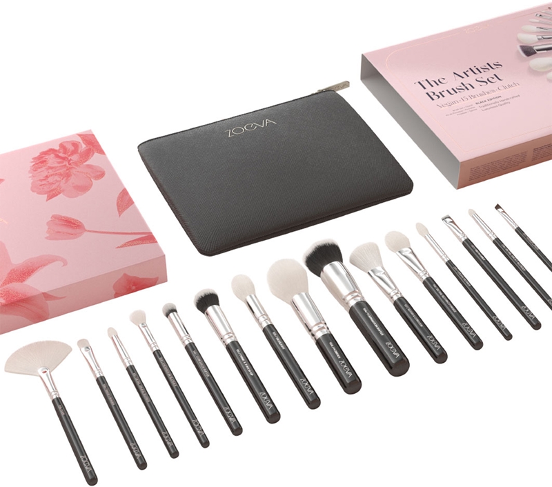 ZOEVA The Artists Brush Set Silver Conjunto de pincéis com bolsa ...
