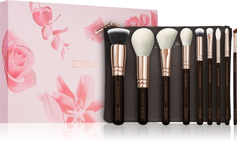 ZOEVA The Complete Brush Set Rose Golden Edition brush set with pouch ...