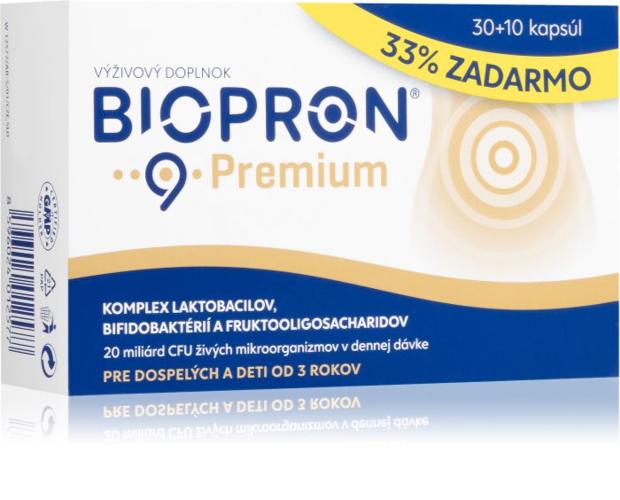Biopron 9 Premium 30+10 tobolek probiotický komplex v kombinaci s prebiotiky | notino.cz