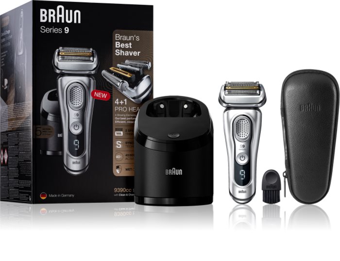 Braun Series 9 9390cc Silver with Clean&Charge System Foil Hair Trimmer ...