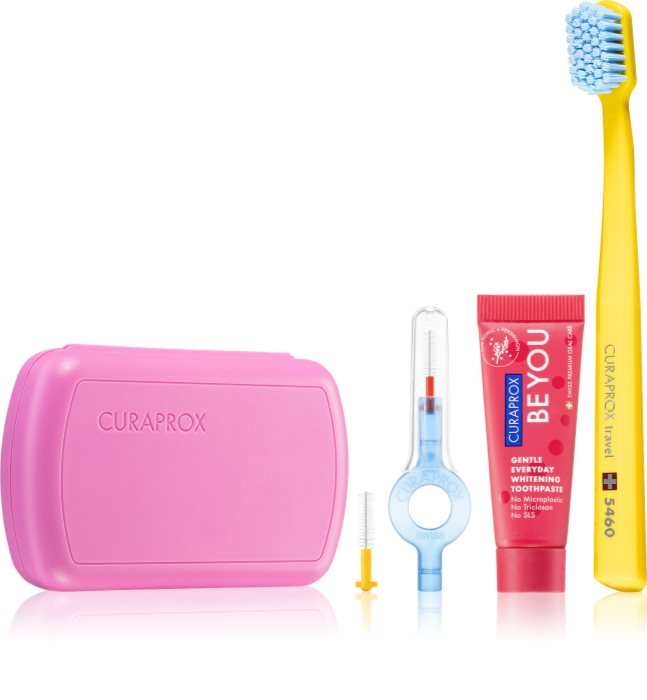 Curaprox Travel Set Travel Kit Pink (for Teeth, Tongue and Gums ...