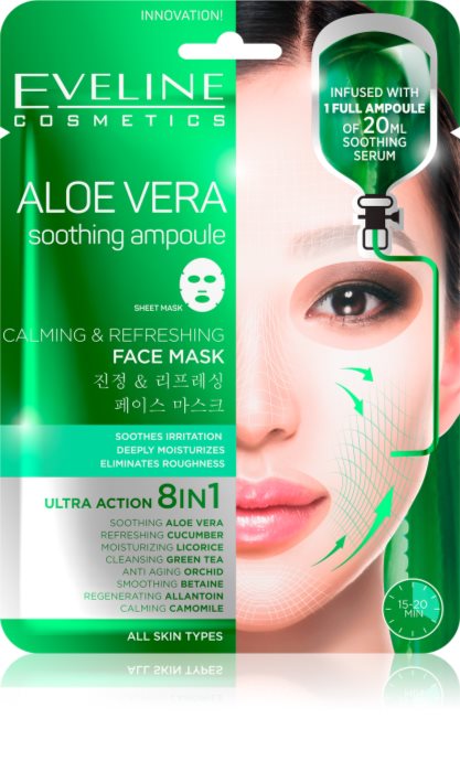 Eveline Cosmetics Sheet Mask Aloe Vera Mascarilla Hidratante Y Calmante