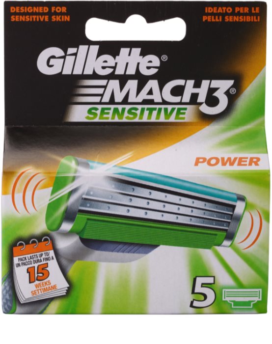 Gillette Mach 3 Sensitive Power recarga de lâminas 5 pçs | notino.pt