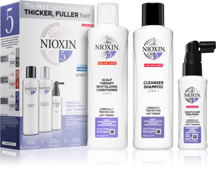 Nioxin System 5 Color Safe Chemically Treated Hair Light Thinning Set ...