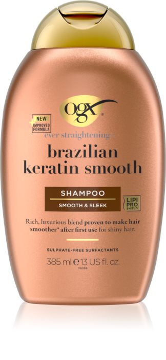 OGX Brazilian Keratin Smooth glättendes Shampoo für glänzendes und ...