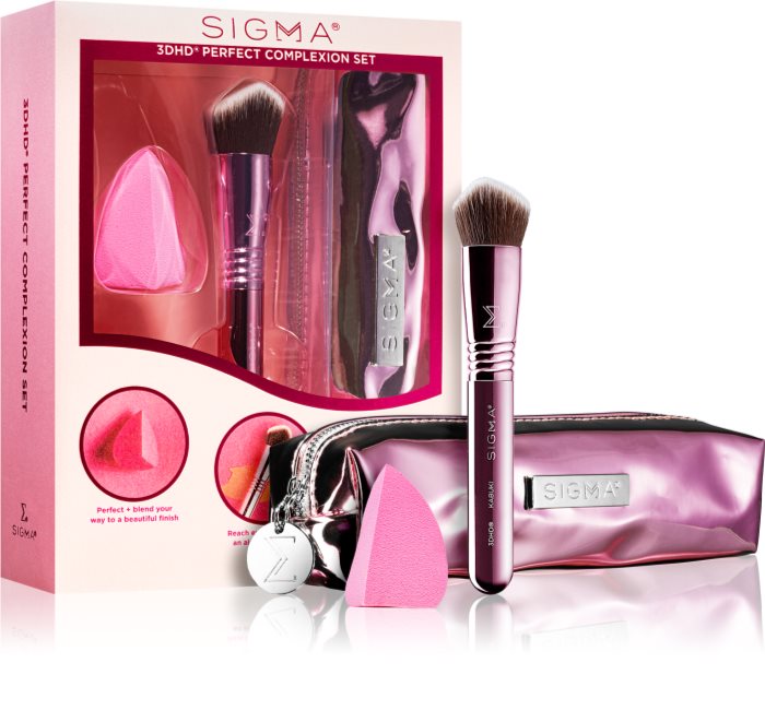 Sigma Beauty 3DHD® Perfect Complexion Set Make-up Brush Set with Pouch ...
