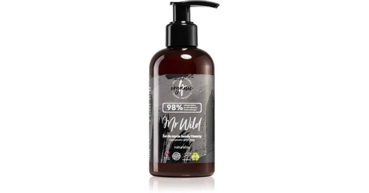 4Organic Mr. Wild Cypress & Ginger żel do mycia brody, twarzy i włosów