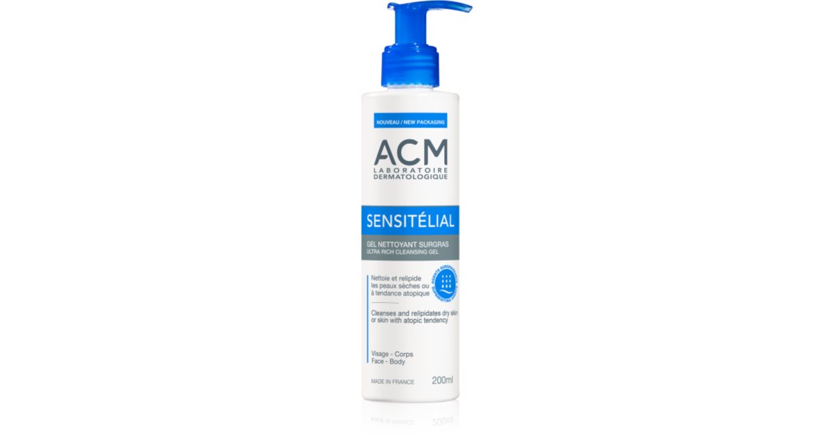 ACM Sensitélial Ultra Rich Cleansing Gel gel detergente idratante per ...