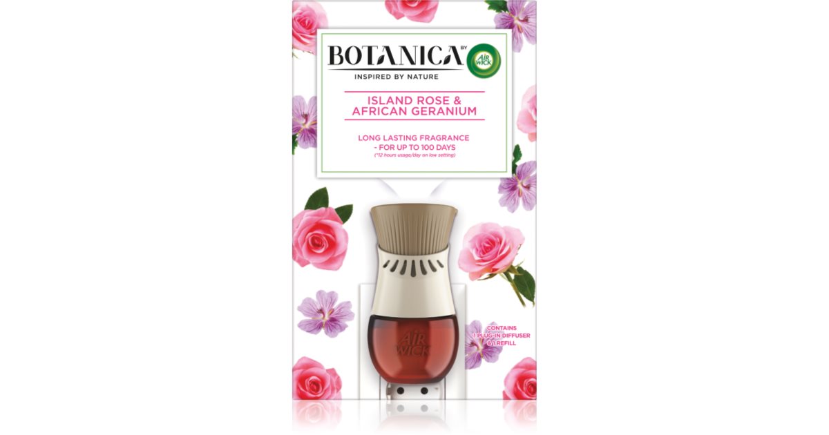 Air Wick Botanica Electric Island Rose & African Geranium electric diffuser with rose fragrance ...