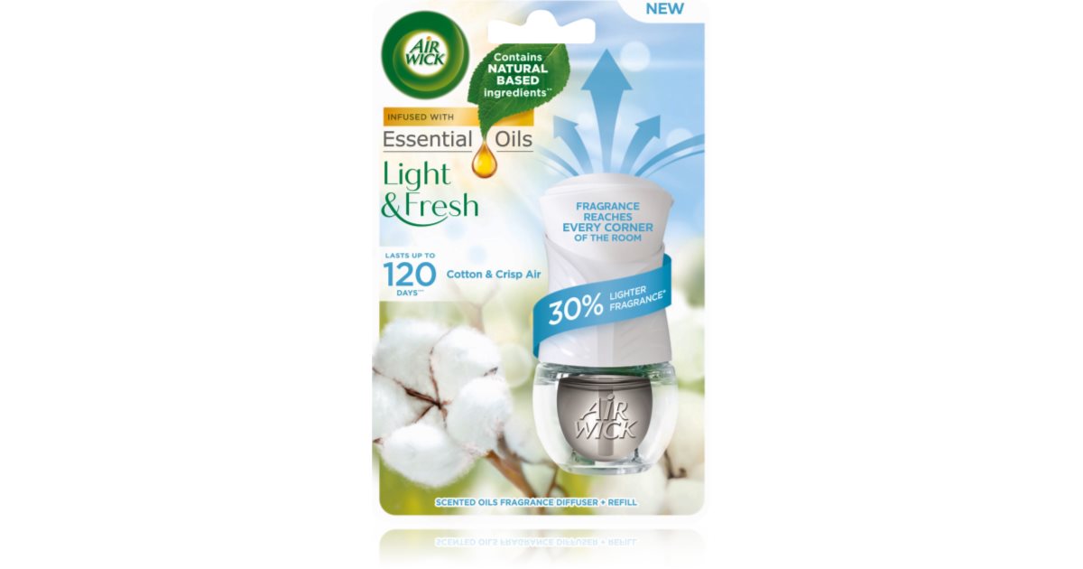 Air Wick Light & Fresh Cotton & Crisp Air elektrisk luftfrisker Med genopfyldning | Dufte til ...