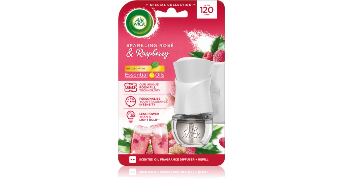 Air Wick Electric Sparkling Rose & Raspberry elektrisk luftfrisker Med genopfyldning | Dufte til ...