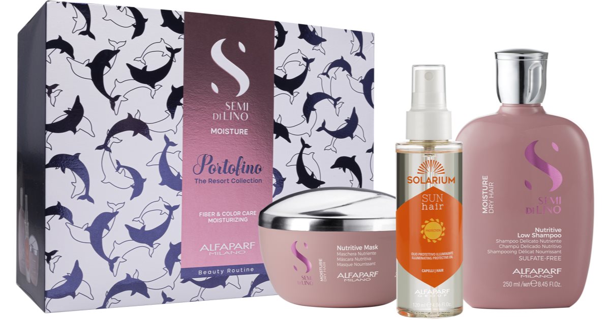 Alfaparf Milano Semi di Lino Moisture Portofino set (para aportar brillo y nutrición) para ...