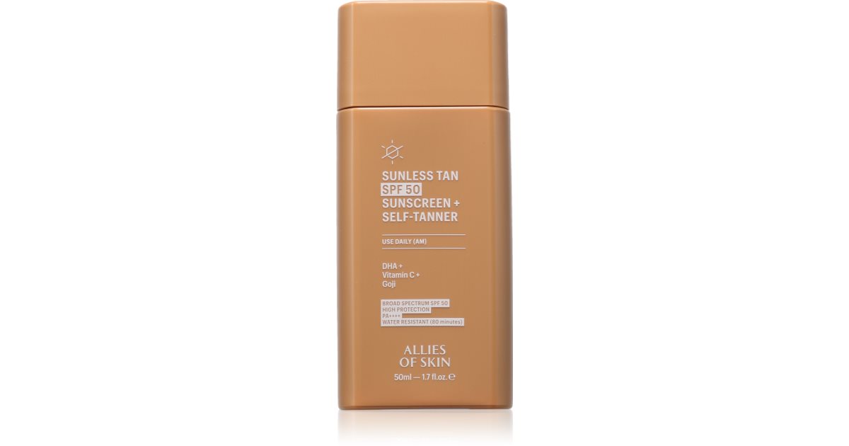 Allies of Skin Sunless Tan SPF 50 Sunscreen + Self-Tanner sunscreen ...