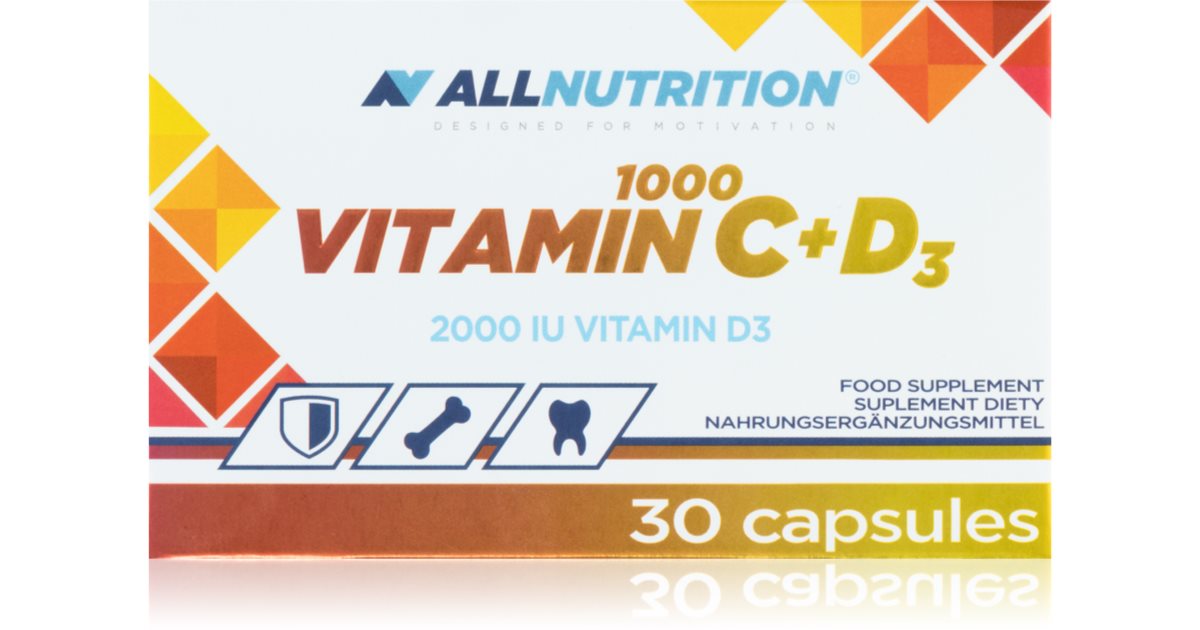 Allnutrition Vitamin C 1000 + D3 Kapseln zur Unterstützung des Immunsystems, für schöne Haut und ...
