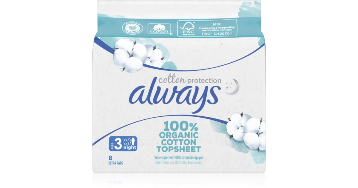 Always Cotton Protection Night sanitary towels fragrance-free | notino ...