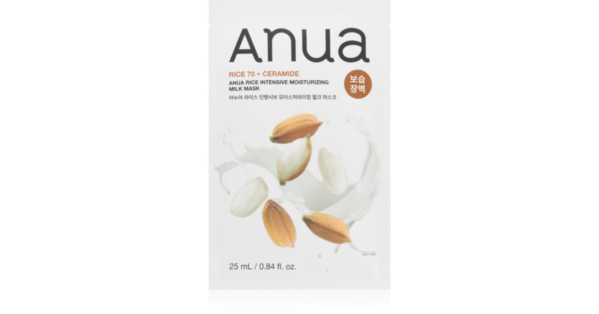 Anua Rice Intensive Moisturizing Milk Mask поживна косметична марлева ...