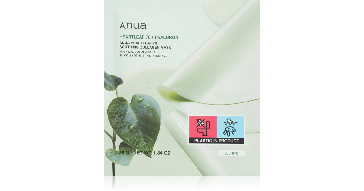 Anua Heartleaf 70% + Hyaluron Soothing Collagen Mask hydrating face ...