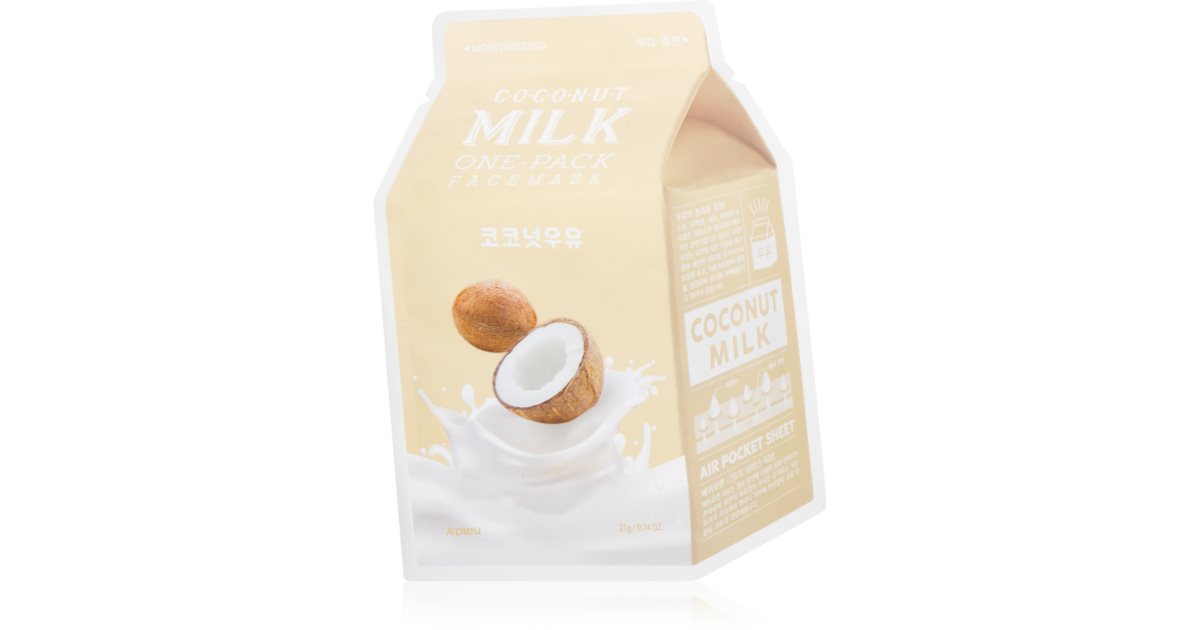 A’pieu One-Pack Milk Mask Coconut masque hydratant en tissu augmente l ...