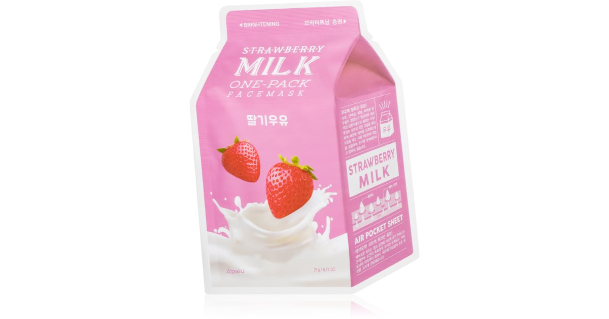 A’pieu One-Pack Milk Mask Strawberry rozjasňující plátýnková maska ...