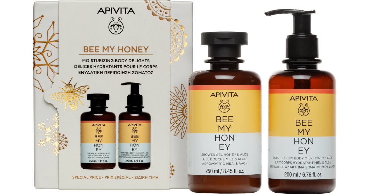 Apivita Bee My Honey Shower Gel & Body Milk Set gift set for intensive hydration | notino.co.uk