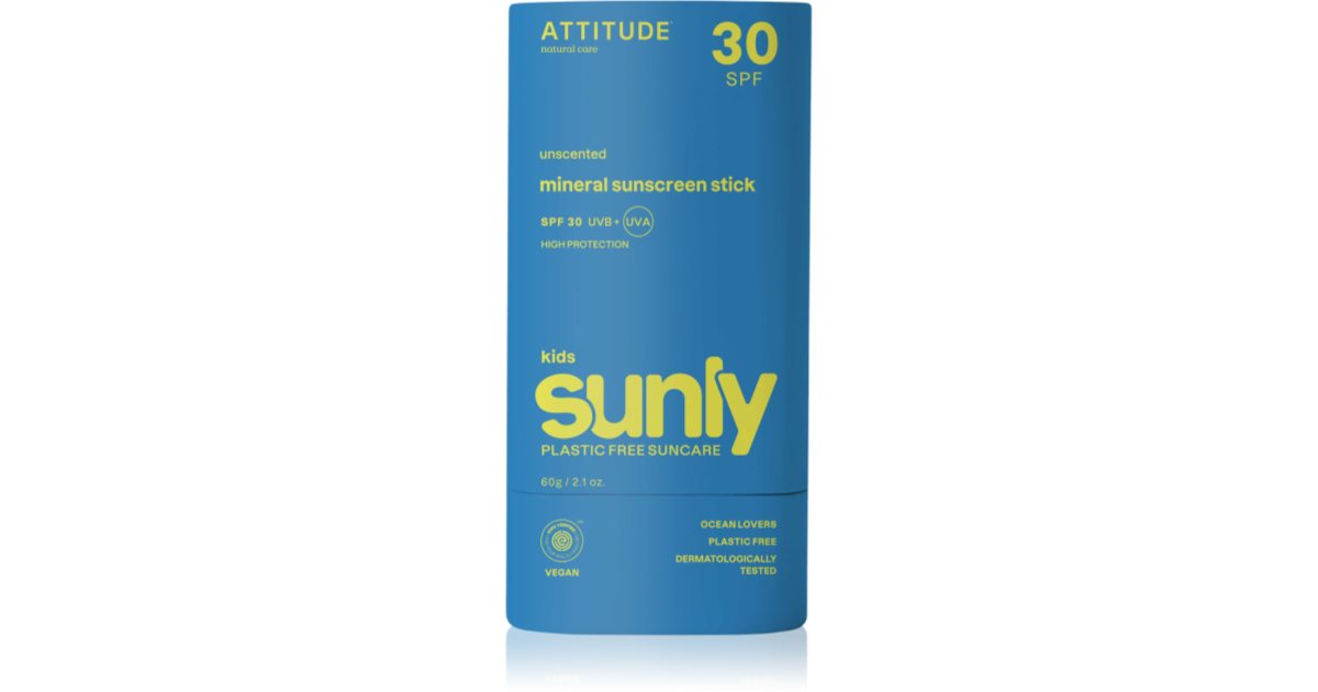 Attitude Sunly Kids Sunscreen Stick mineral sun cream in a stick ...