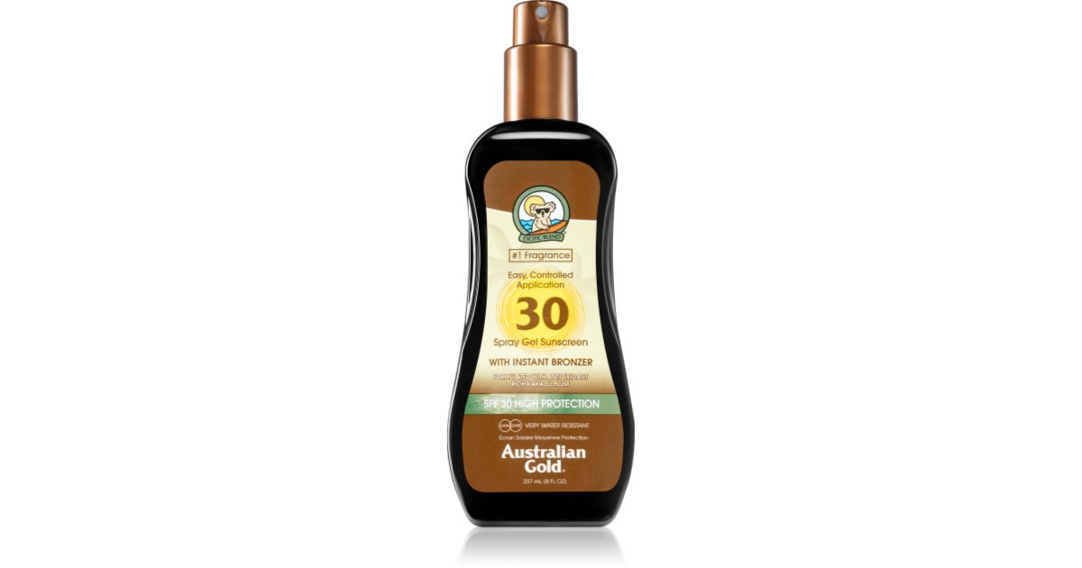 Australian Gold Spray Gel Sunscreen With Instant Bronzer protective ...