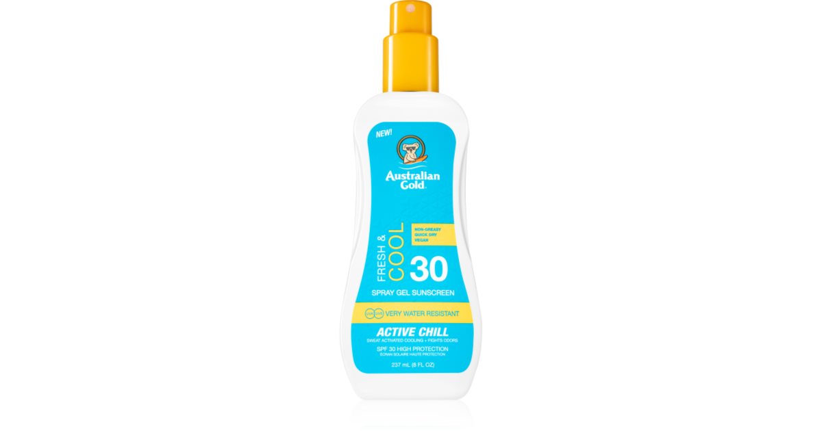 Australian Gold Fresh & Cool protective sunscreen spray with cooling ...