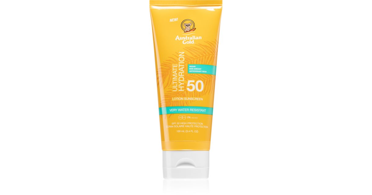 Australian Gold Ultimate Hydration lait solaire waterproof SPF 50 ...