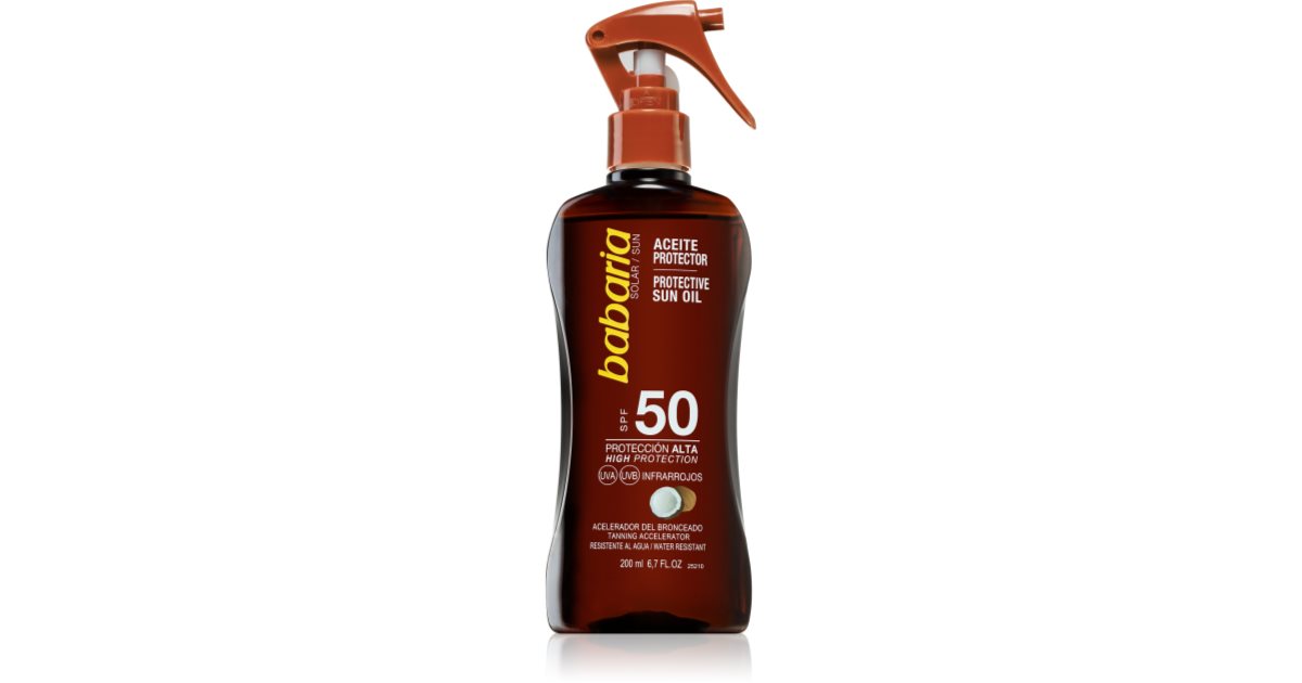 Babaria Sun Protective Oil Sun Oil for Face and Body with coconut oil ...