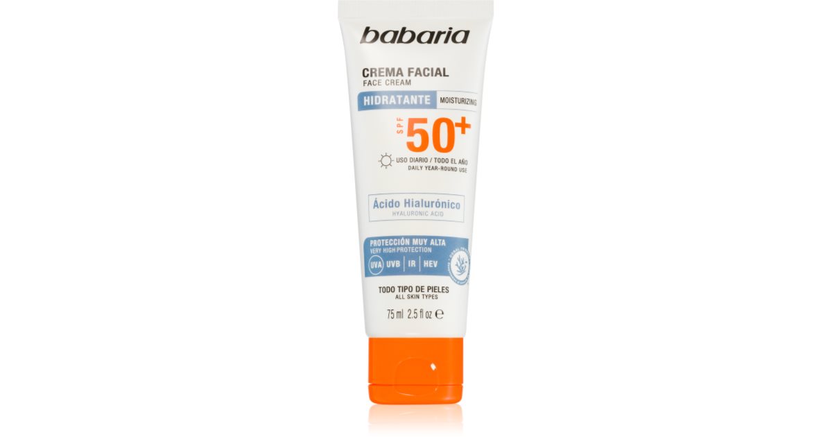 Babaria Sun Face crema solar resistente al agua para rostro SPF 50 ...