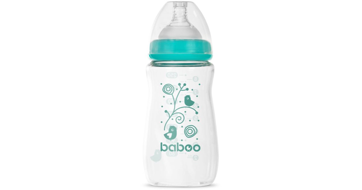 Baboo Anti-colic Glass Feeding Bottle Wide Neck skleněná kojenecká ...