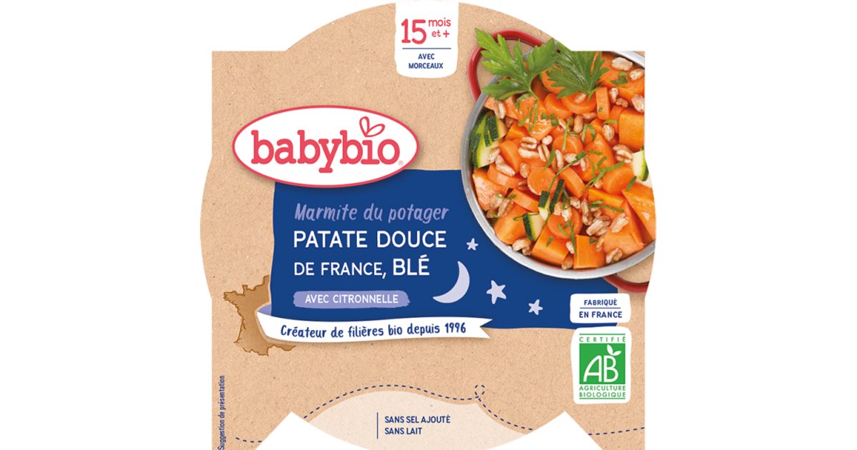 Babybio BIO sladké zemiaky, mrkva, cuketa s citrónovou trávou detský ...