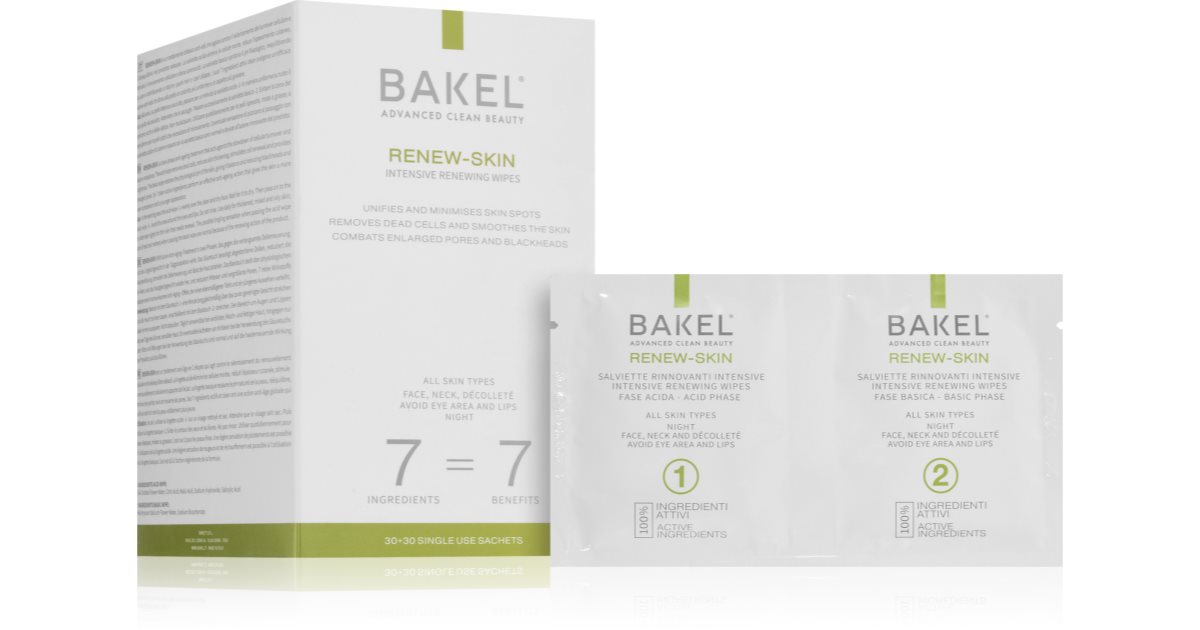 Bakel Renew-Skin Wet Wipes for two-phase skin treatment | notino.ie