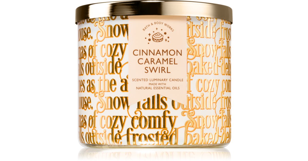 Bath & Body Works Cinnamon Caramel Swirl ароматна свещ | Аромати за ...