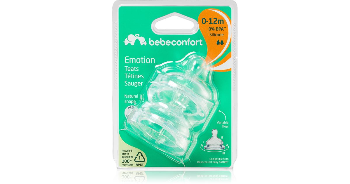 Bebeconfort Emotion Slow to Medium Flow kūdikių buteliuko čiulptukas ...