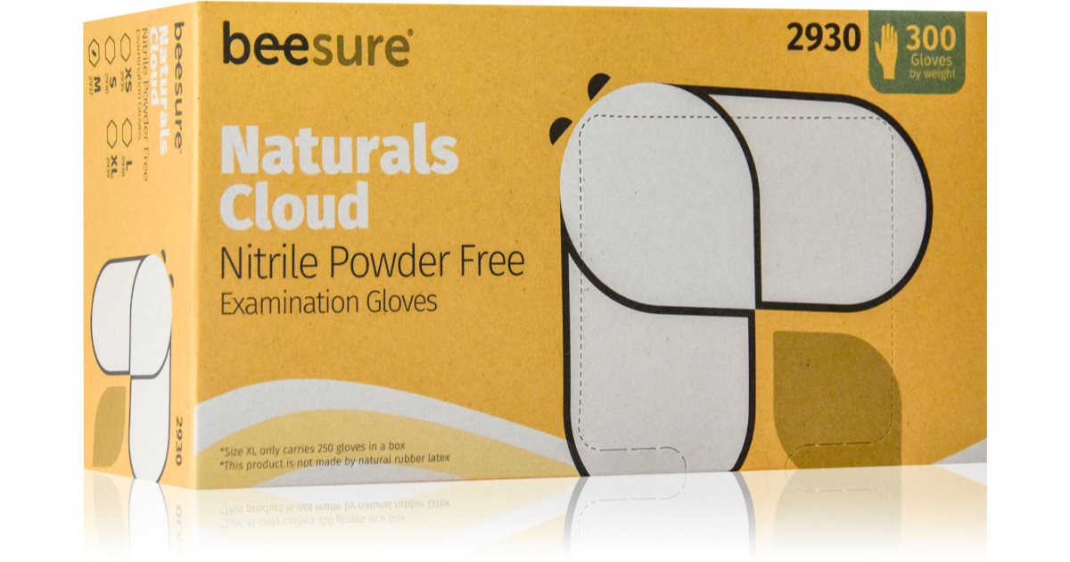 BeeSure Naturals Cloud White nitrile powder-free gloves | notino.ie