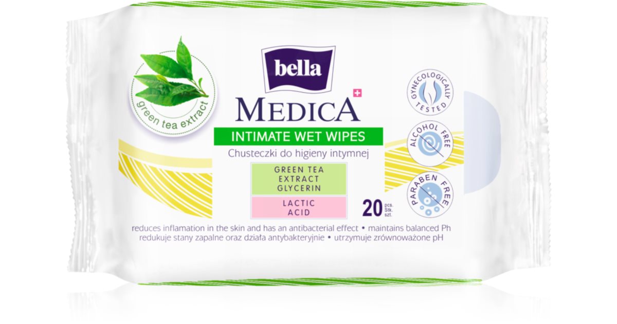BELLA Medica Green Tea Extract Wet Wipes for intimate hygiene | notino.ie