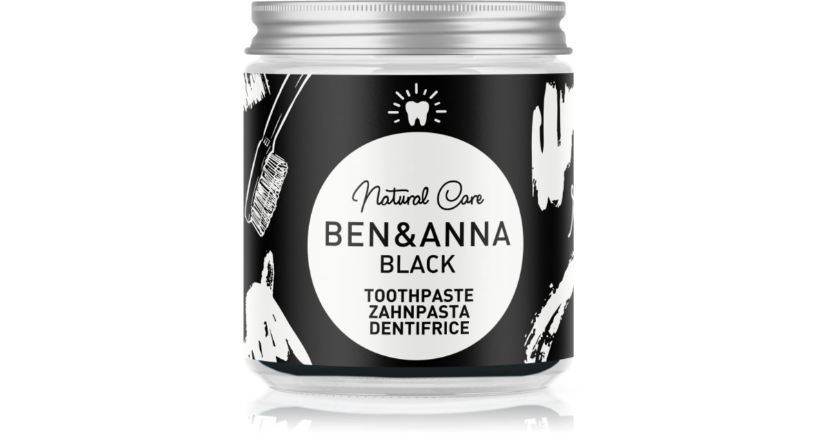 BEN&ANNA Natural Toothpaste Black toothpaste in a glass container with ...