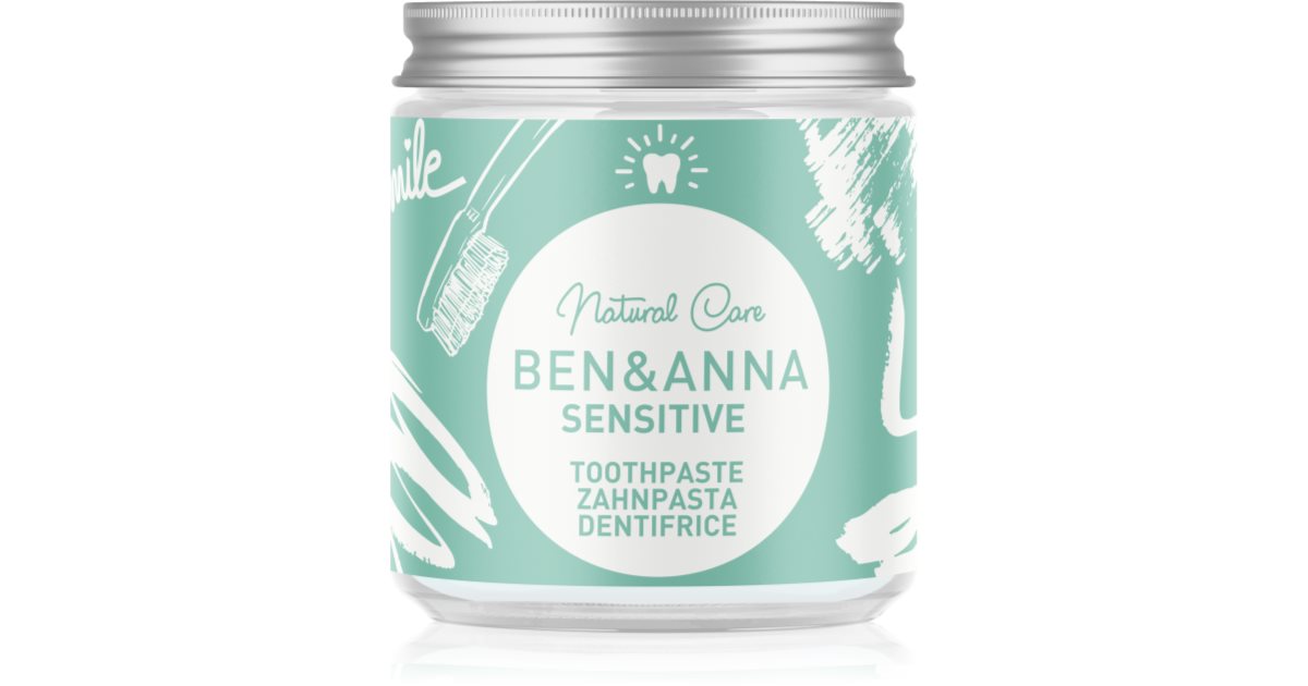BEN&ANNA Natural Toothpaste Sensitive toothpaste in a glass container ...