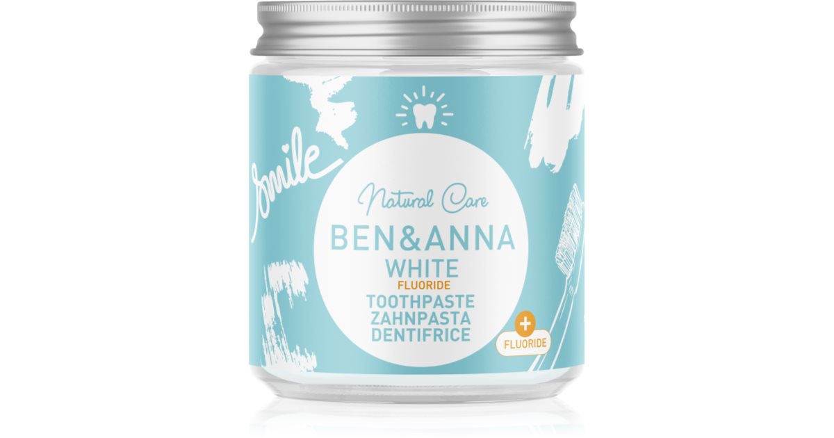 BEN&ANNA Natural Toothpaste White Fluoride toothpaste in a glass ...